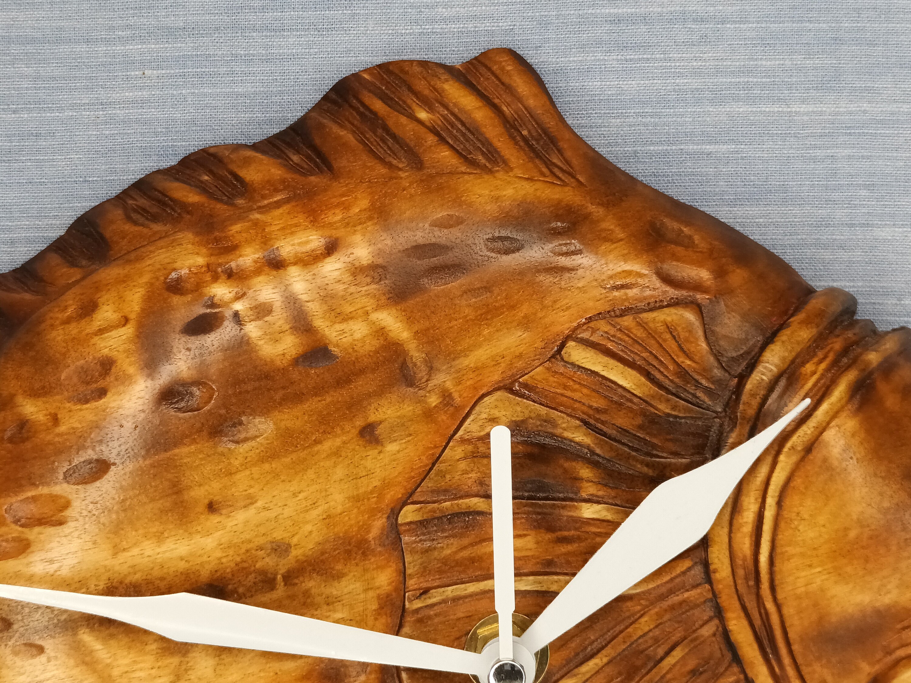 Wood Clock, Fish Wood Clock, Large Home Decor, Silent Wall Clock ...