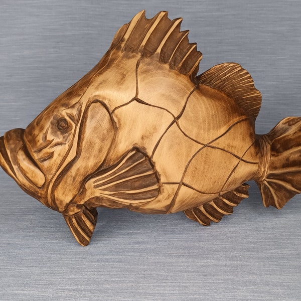 Carved Wooden Fish - Etsy