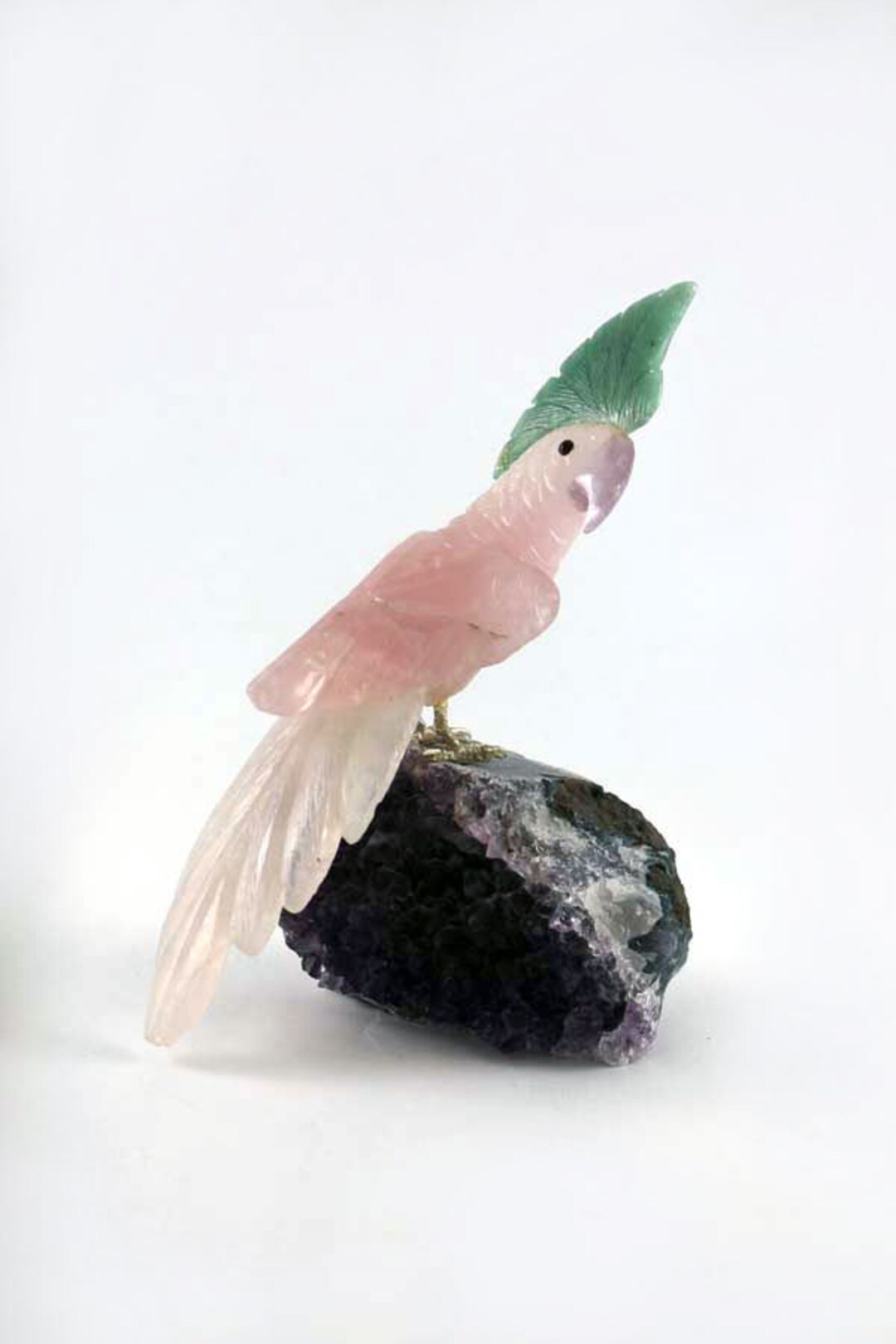 Stone Carved Sulfer Cockatoo Upon a Natural Amethyst Rock - Very ...