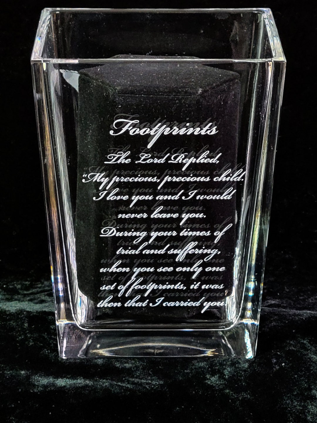 Heavy Flower Vase With "footprints" Poem Etched - Etsy