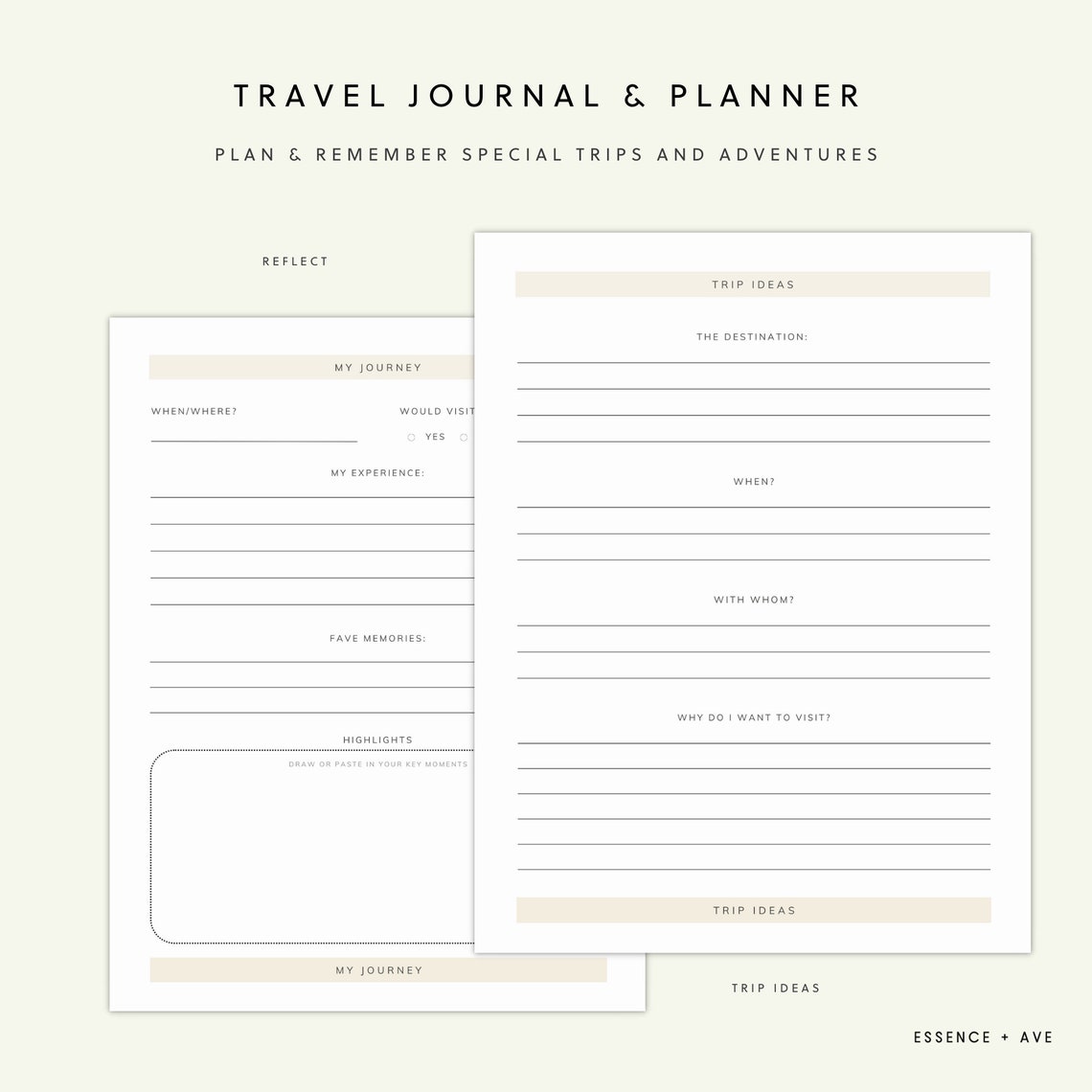 Travel Planner Printable Travel Journal, Trip Organizer Vacation ...