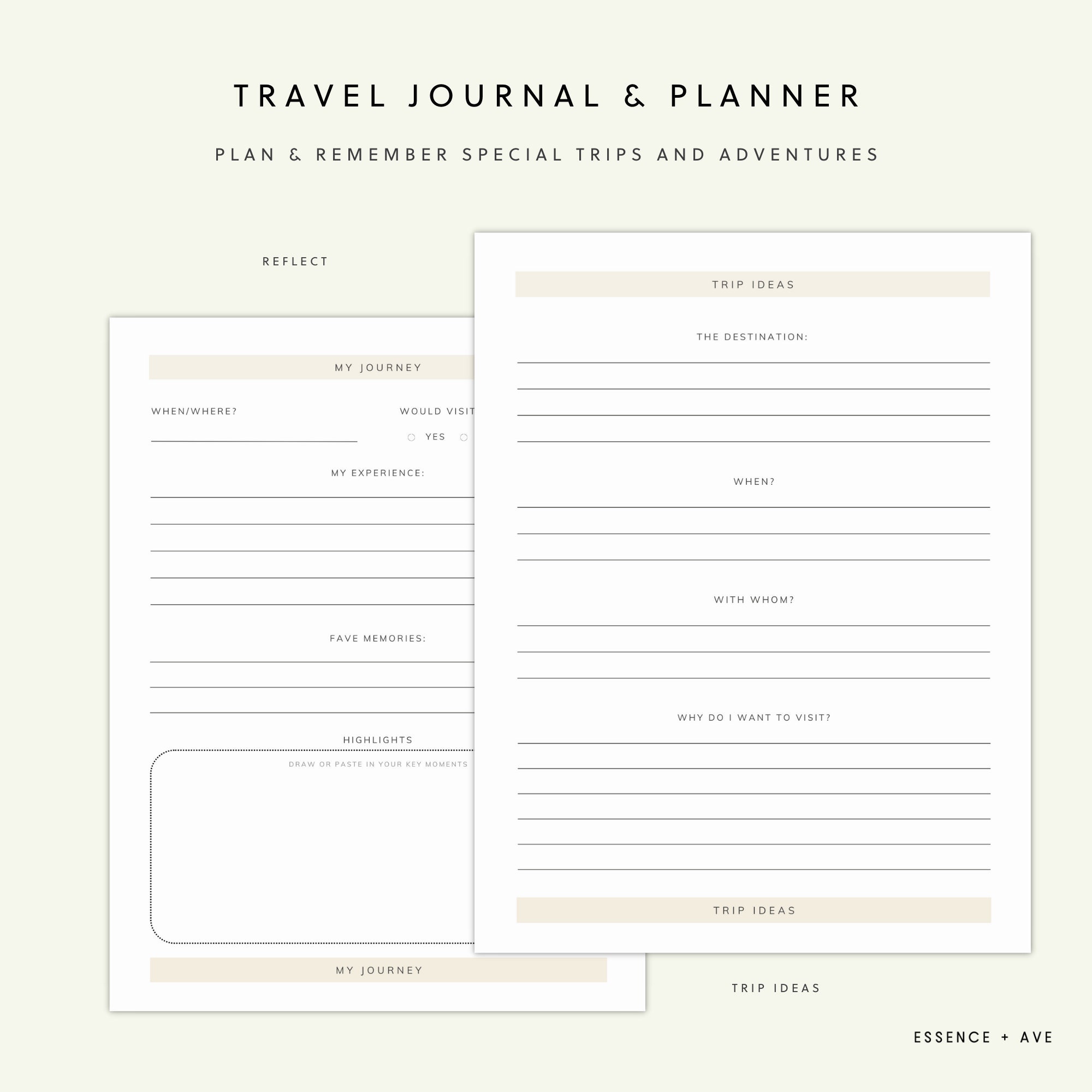 Travel Planner Printable Travel Journal, Trip Organizer Vacation ...