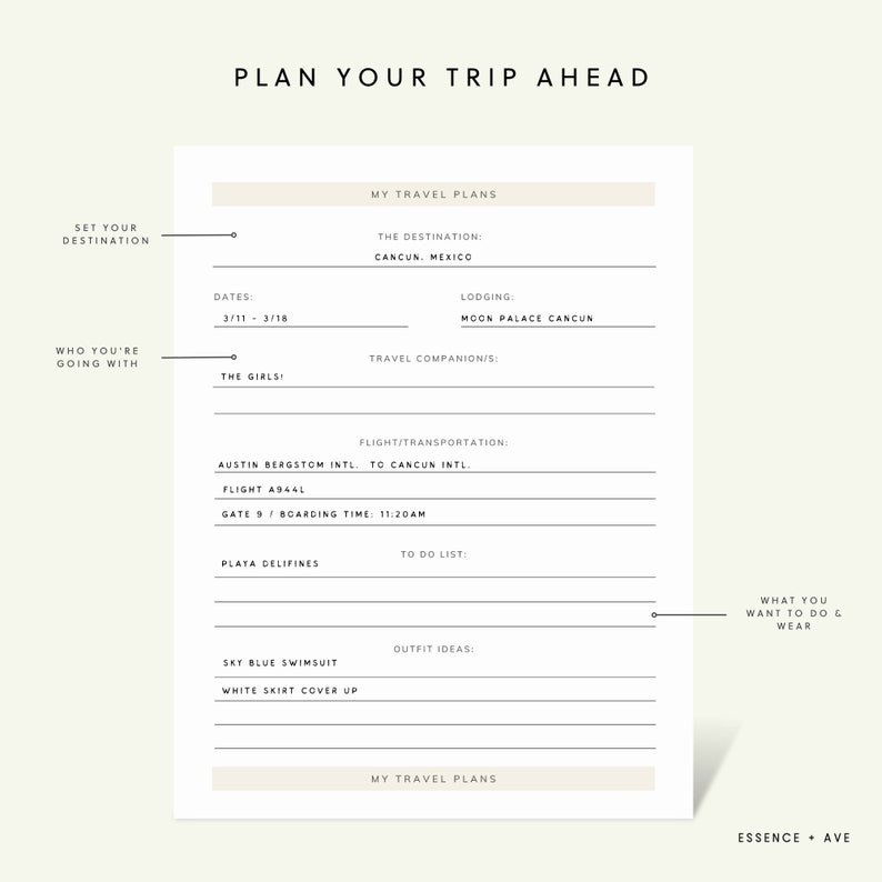 Travel Planner Printable Travel Journal, Trip Organizer Vacation ...