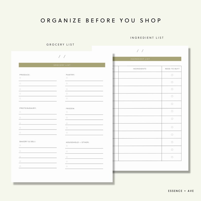 Meal Planner Printable Meal Prep Planner, Weekly Food Journal, Recipe ...