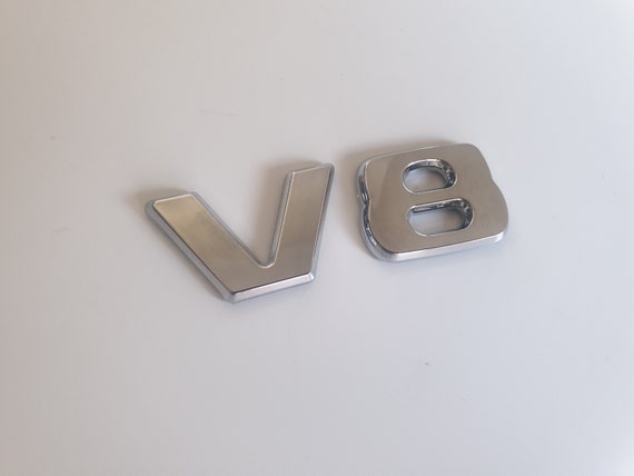 V8 Emblem Character Chrome Lettering 3D Logo Car Sticker - Etsy
