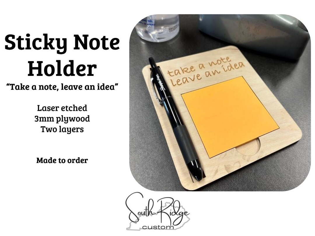 Laser-etched Wooden Sticky Note Holder - 3mm Plywood - Take a Note - Etsy