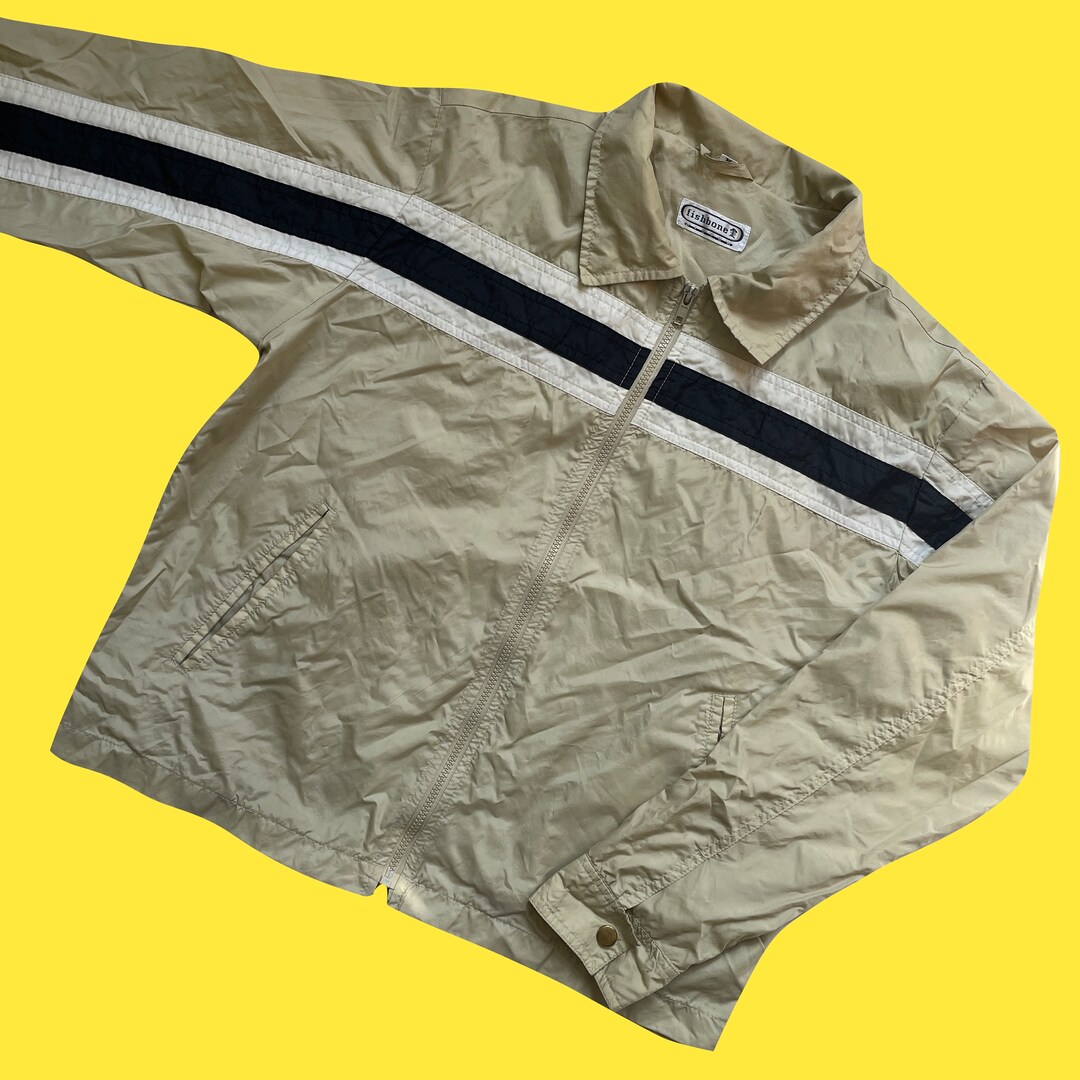 90s Streetwear Vintage Fishbone Windbreaker - Etsy.de