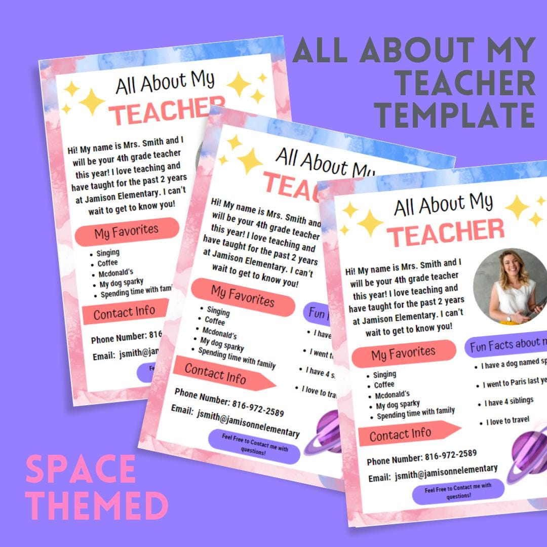 Meet the Teacher Template Canva Elementary School Teacher Printable ...