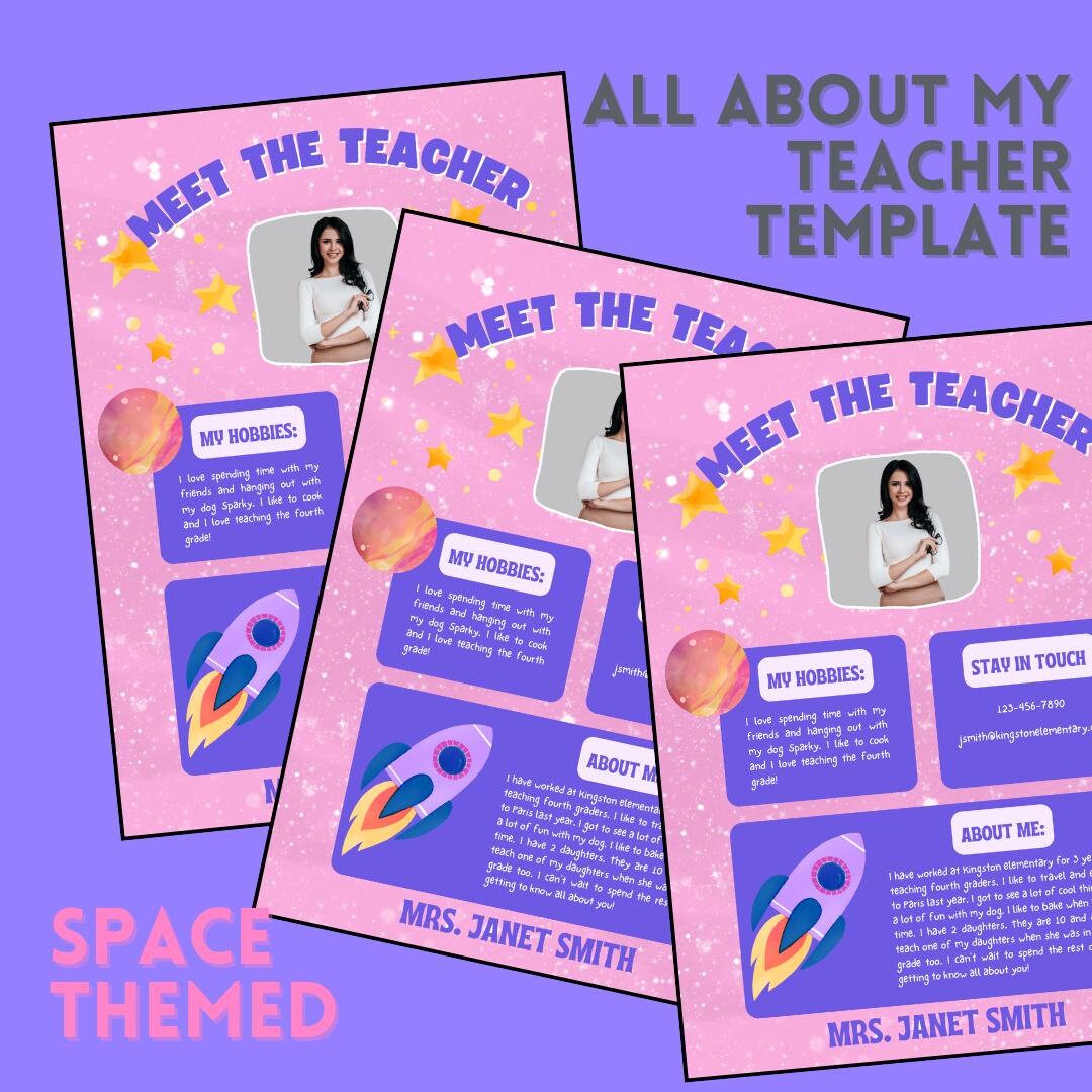 Meet the Teacher Editable Canva Template elementary School Teacher ...