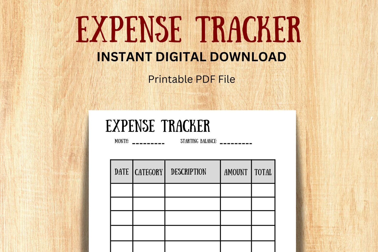 Expense Tracker Printable, Financial Expense Tracker, Fillable PDF ...