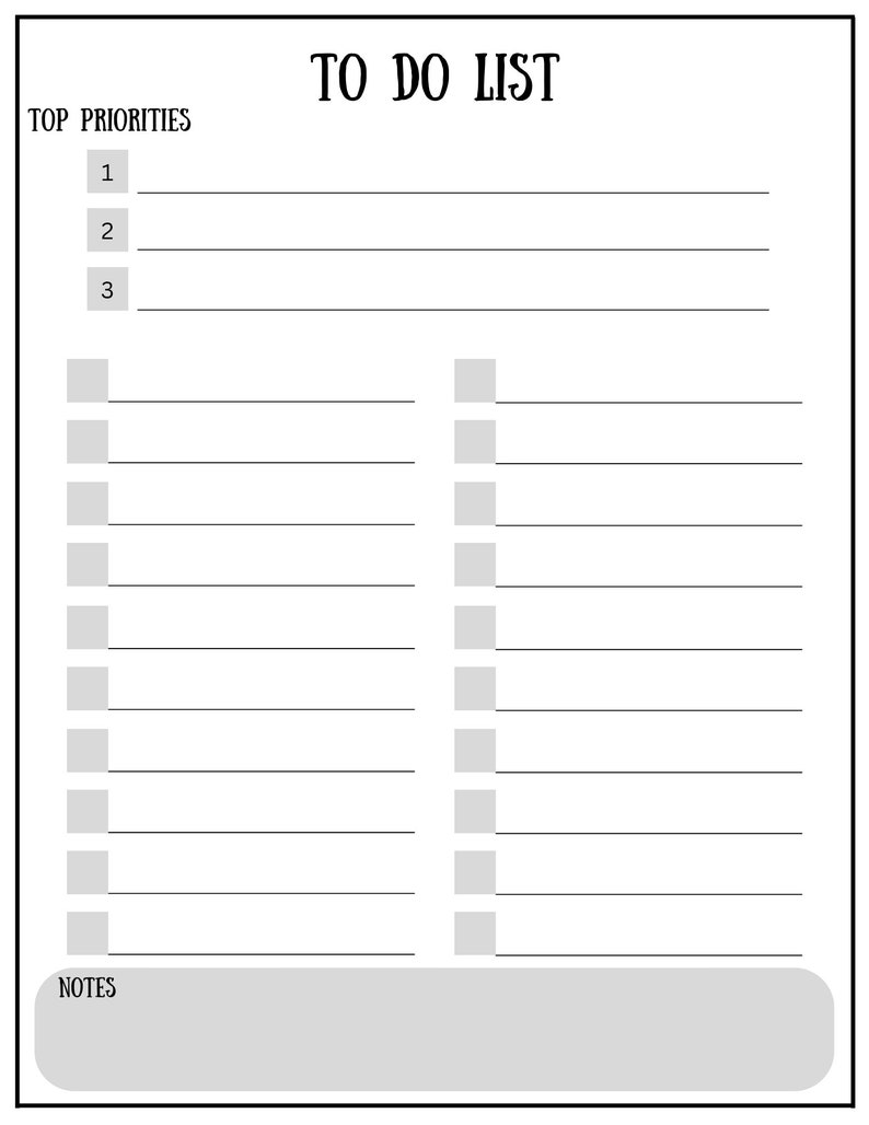 To Do List Four Page PDF Fillable Bundle, Printable Today's List ...