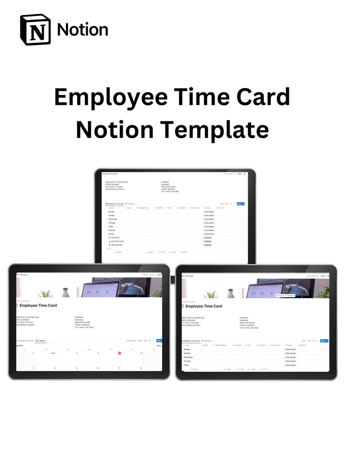Notion Template, Employee Time Card Template,time and Attendance ...