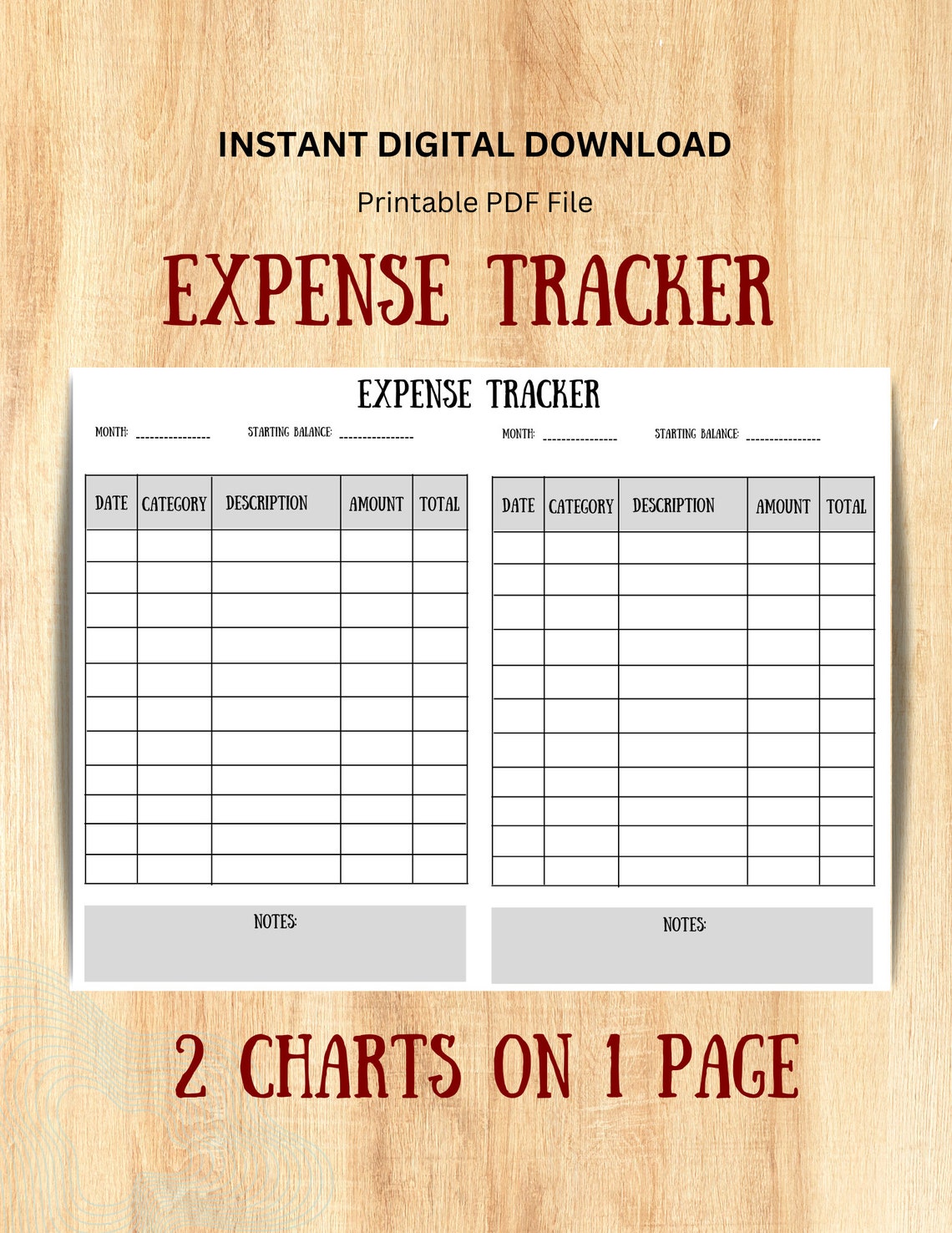Expense Tracker Printable, Financial Expense Tracker, Fillable PDF ...