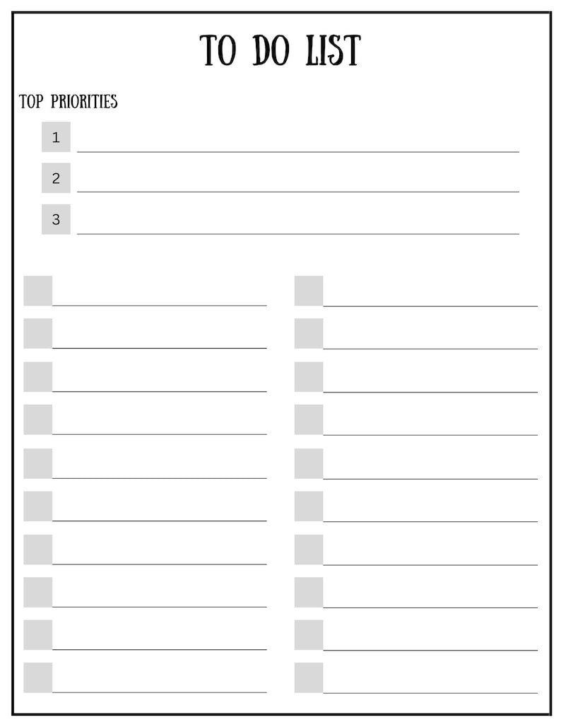 To Do List Four Page PDF Fillable Bundle, Printable Today's List ...