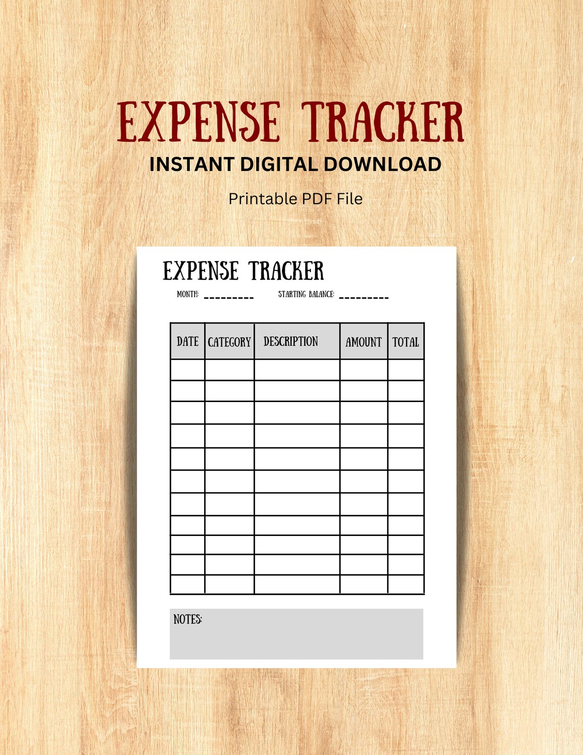 Expense Tracker Printable, Financial Expense Tracker, Fillable PDF ...