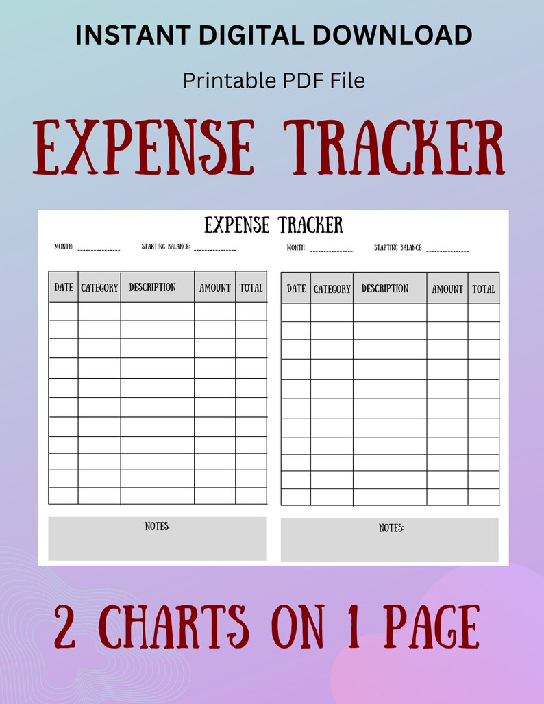 Expense Tracker Printable Financial Expense Tracker Fillable - Etsy