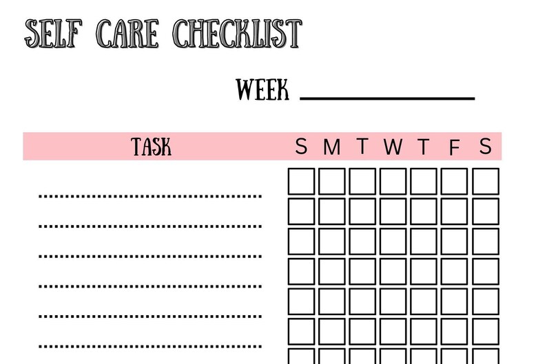 Self Care Checklist Fillable PDF Inserts Printable Checklist - Etsy