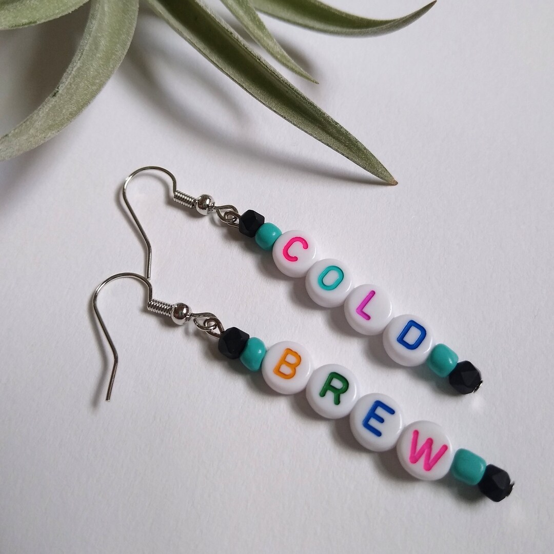 Cold Brew Letter Bead Earrings: Coffee Lover Jewelry - Etsy