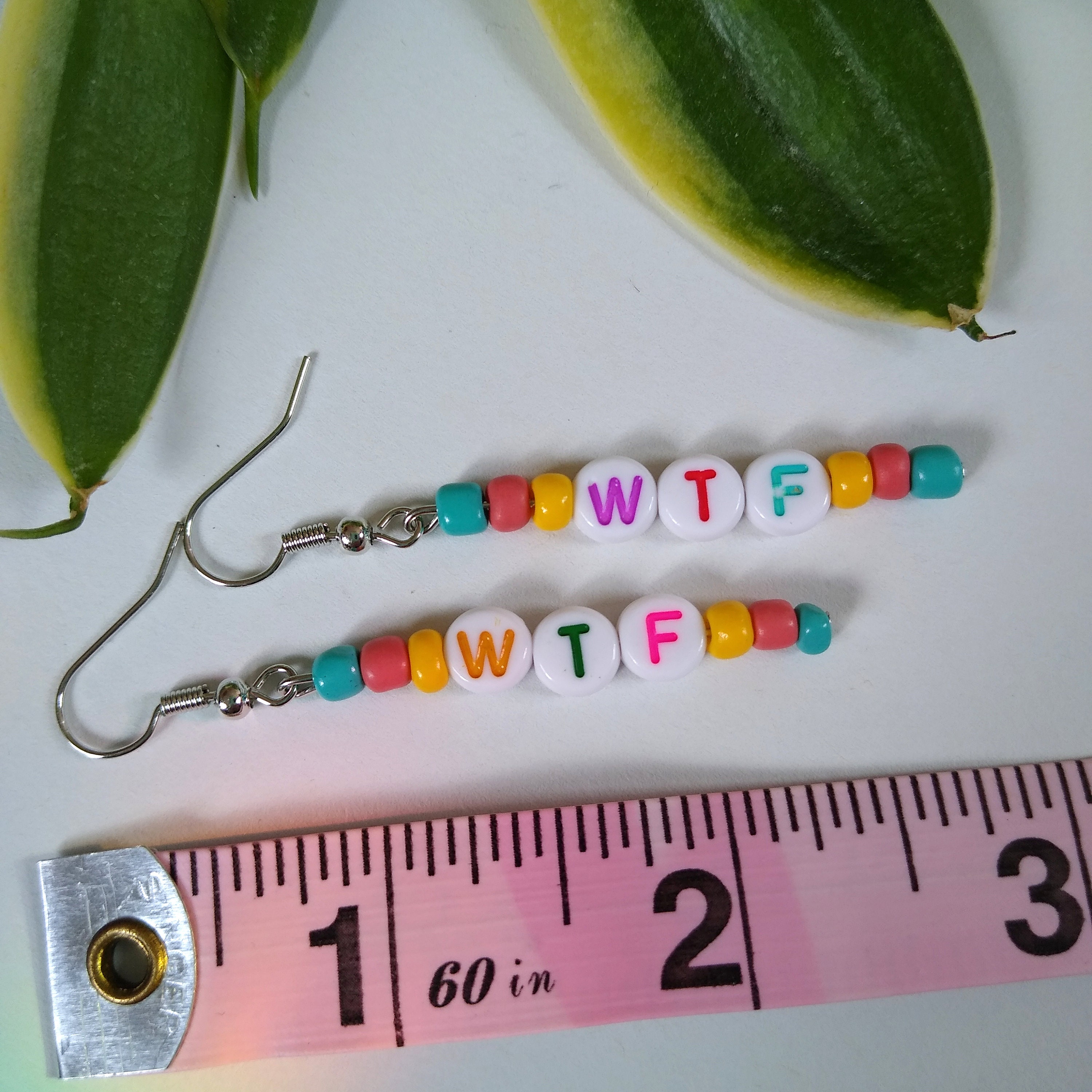 WTF Letter Bead Earrings, WTF Jewelry - Etsy