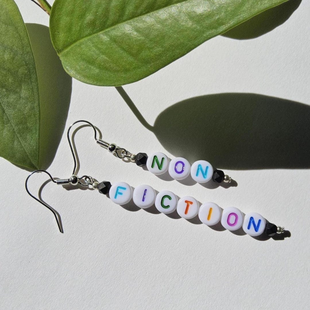 Non-fiction Letter Bead Earrings, Literary Jewelry, Book Lover Gift - Etsy