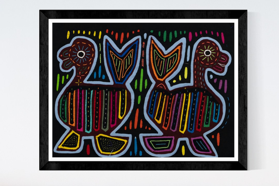 Blue Goose Panama Mola - Vibrant Authentic Textile Art, Traditional ...