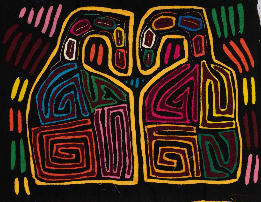 Go Right Ahead Gourd Head Mola, Unframed Textile Art, Ethnic Tribal ...