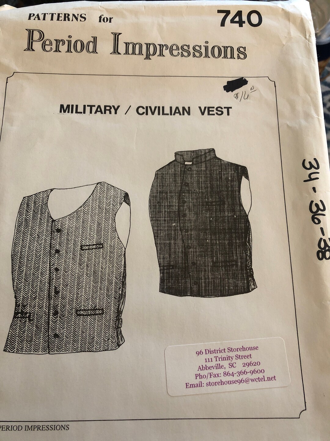 Period Impressions Military/civilian Vest Pattern - Etsy