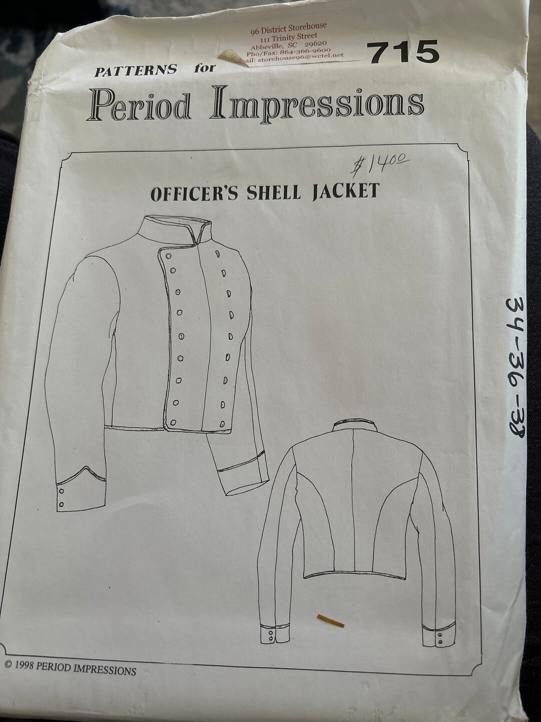 Period Impressions Officer Shell Jacket Pattern - Etsy