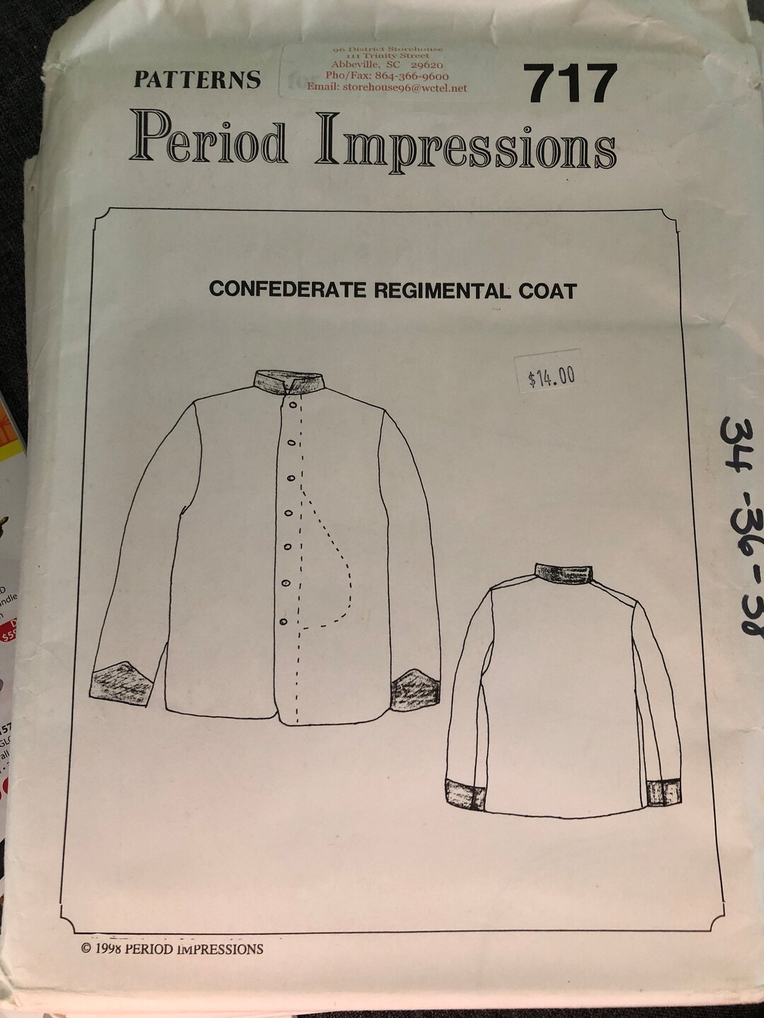Period Impressions Confederate Regimental Coat Pattern - Etsy