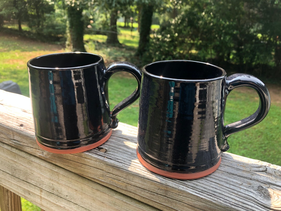 Black Glazed Redware Mug - Etsy