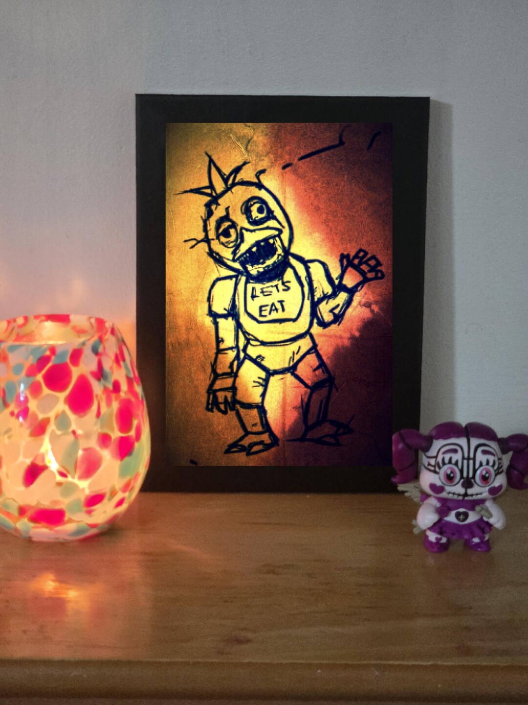 Five Nights at Freddy's Inspired Chica Custom Framed 6 X 4 Art (black ...