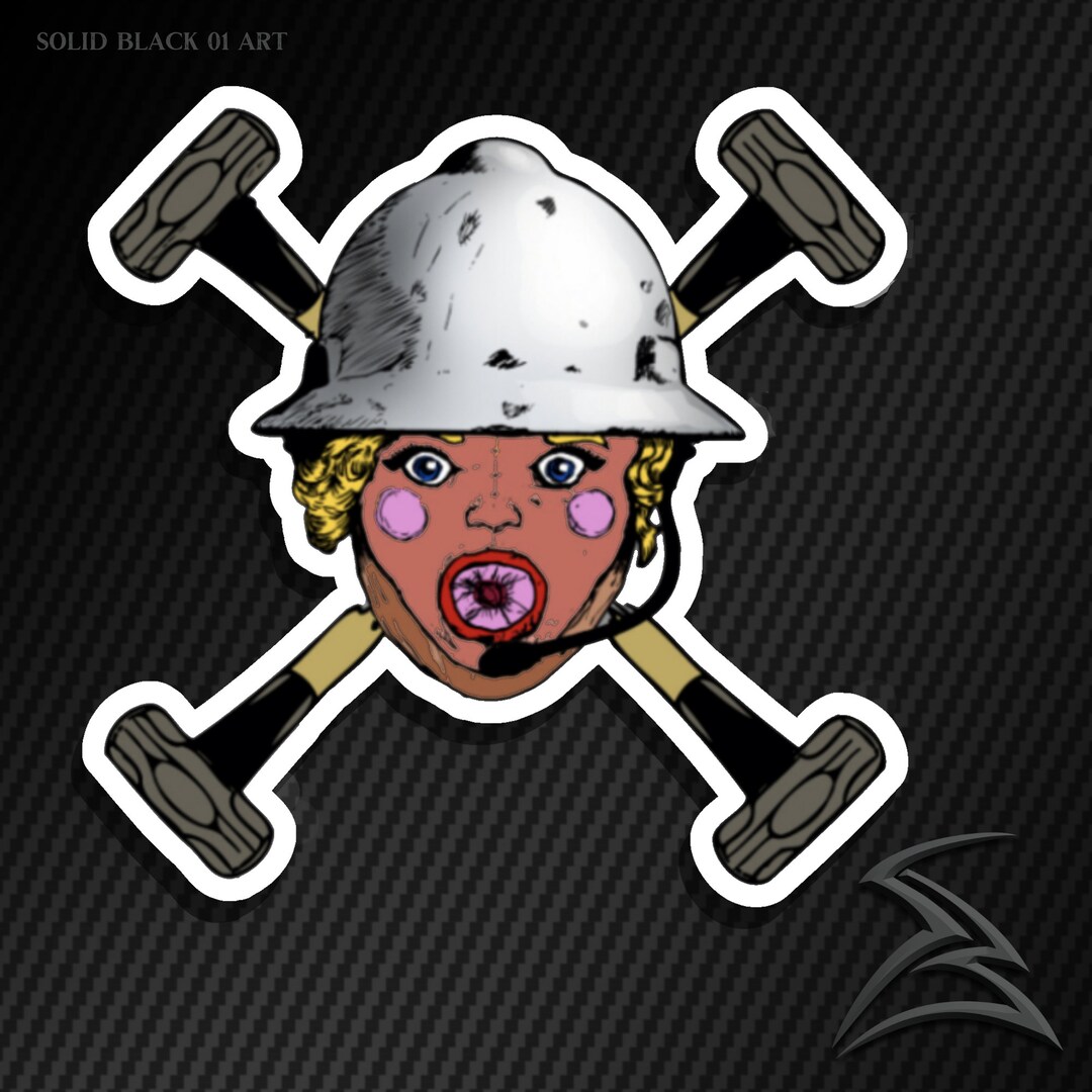 Oilfield Frac Sticker Blow up Doll and Hammers White Hard Hat Sticker ...