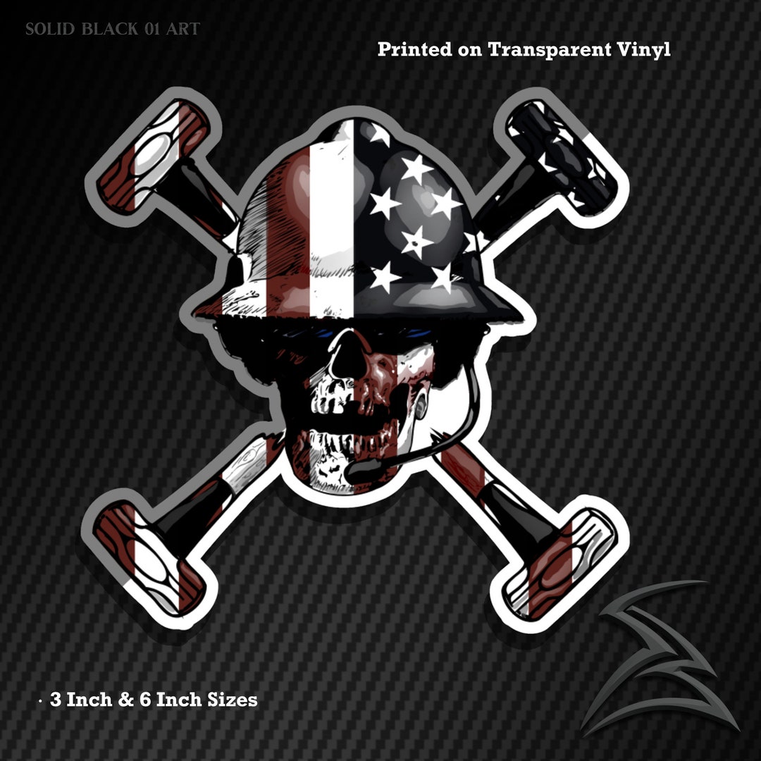 Oilfield Sticker Skull and Hammers American Flag Number Two Sticker ...