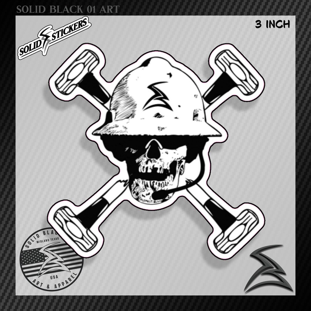 Oilfield Sticker Skull and Hammers White Hardhat Sticker Frac Equipment ...