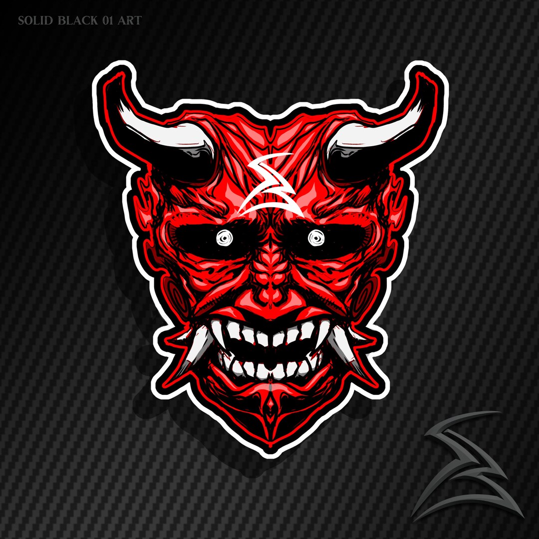 Red Japanese Oni Mask Sticker Oni Demon Sticker Oni Demon Laptop ...