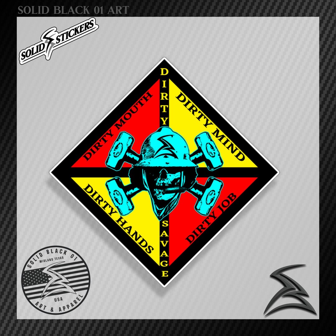 Oilfield Sticker Dirty Savage Skull and Hammers Hard Hat Sticker ...