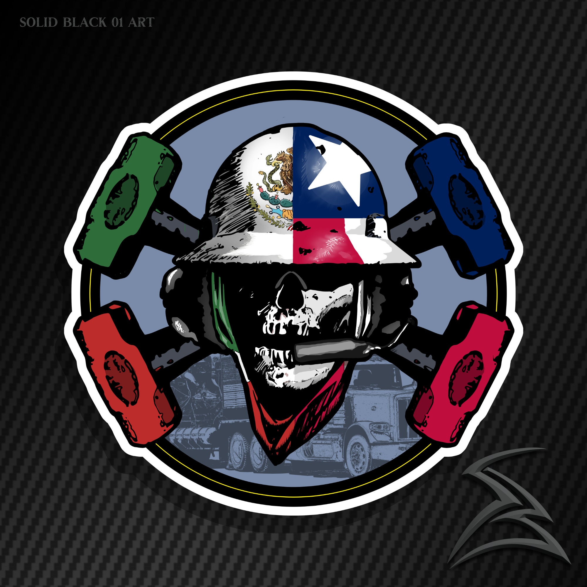 Oilfield Frac Sticker Texas Mexican Flag Skull & Hammers Hard Hat Decal ...