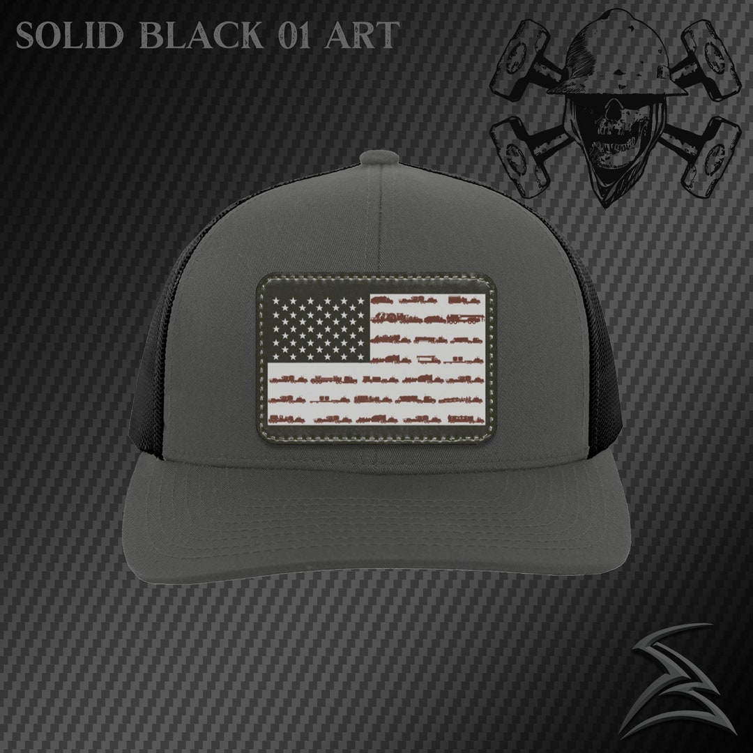 Oilfield Hat Frac Fleet American Flag Leather Patch Trucker Hat - Etsy