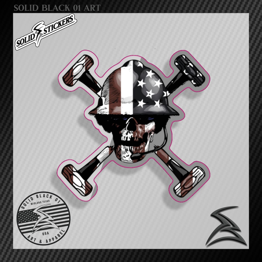 Oilfield Sticker Skull and Hammers American Flag Number Two Sticker ...