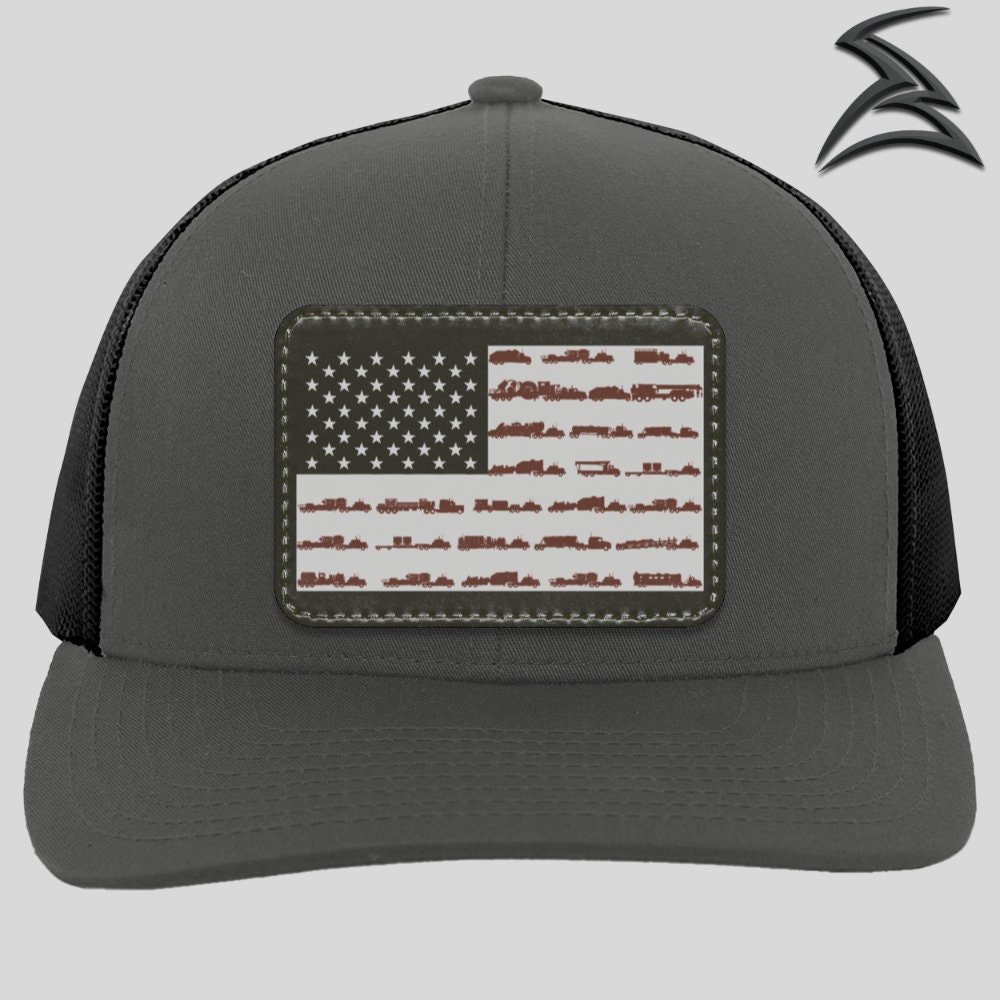 Oilfield Hat Frac Fleet American Flag Leather Patch Trucker Hat - Etsy