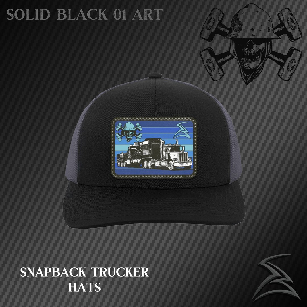 Oilfield Frac Pump Blue Leather Patch Trucker Hat Oilfield Pressure ...