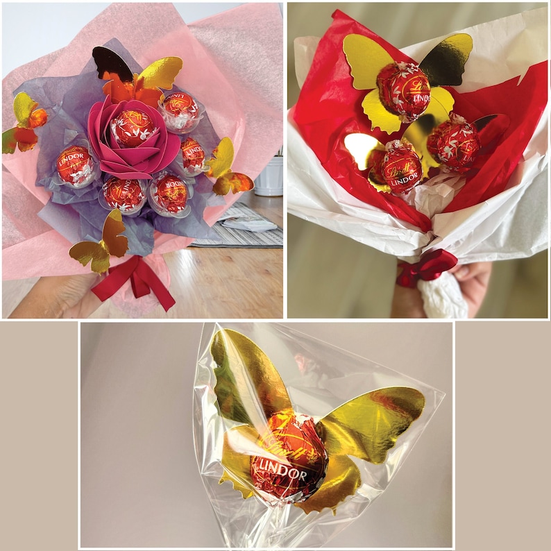 Bouquet de chocolat, Lindt Bouquet, Fête des Mères, Anniversaire, Fleur de bonbon, Personnaliser ...