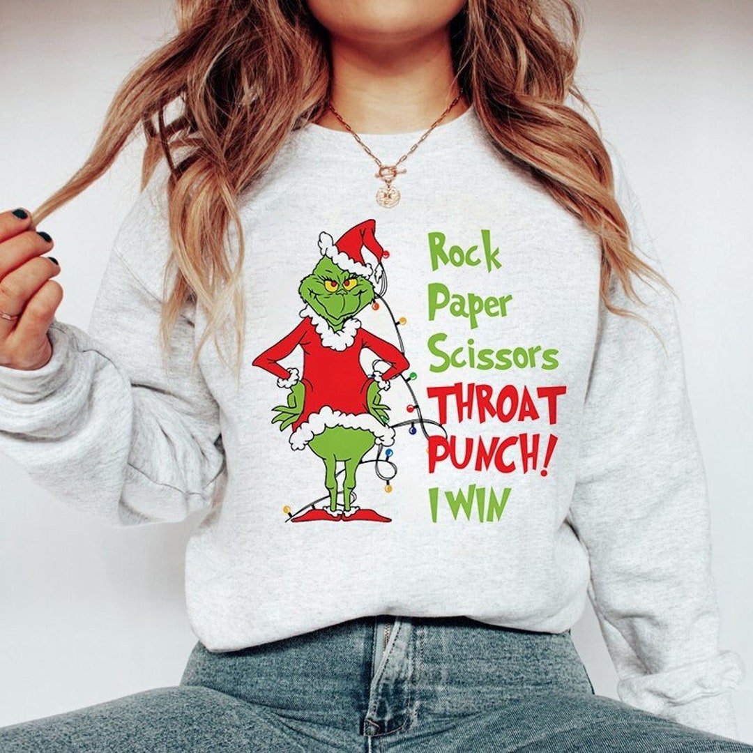 Funny Grinch Shirt Grinch Rock Paper Scissors Throat Punch I - Etsy