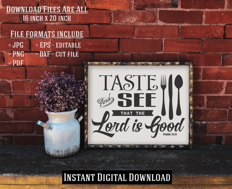 Taste and See That the Lord is Good Instant Download Farmhouse Kitchen ...