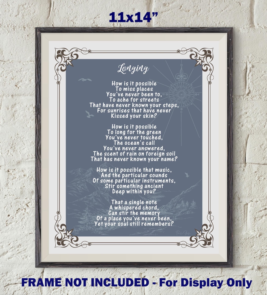 Longing Inspirational Quote Poster, Wall Art Decor, Motivational Poetry ...