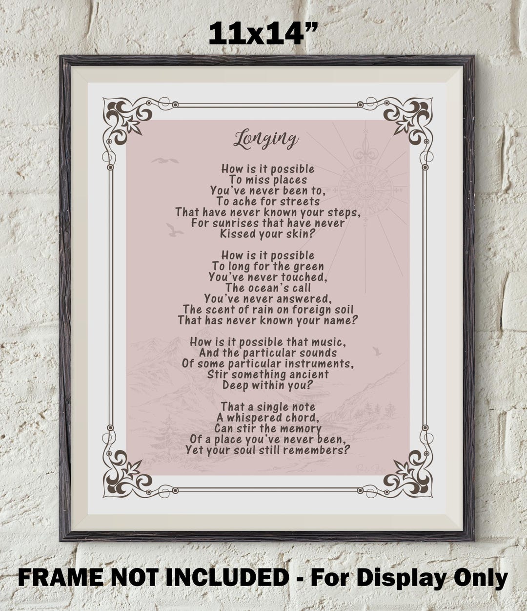 Longing Poem Wall Art, Inspirational Poetry Poster, Motivational Verse ...
