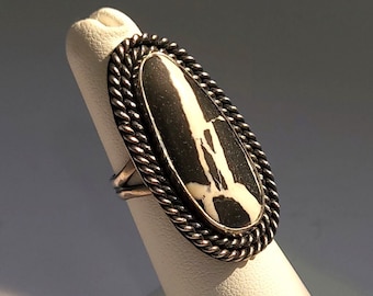 White Buffalo Turquoise Sterling Silver Statement Ring - Etsy