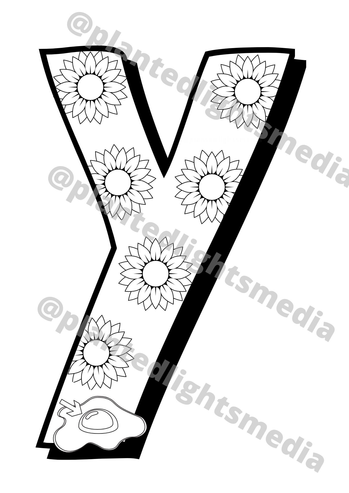 Sunflower Alphabet Inspired Digital Coloring Book - Etsy