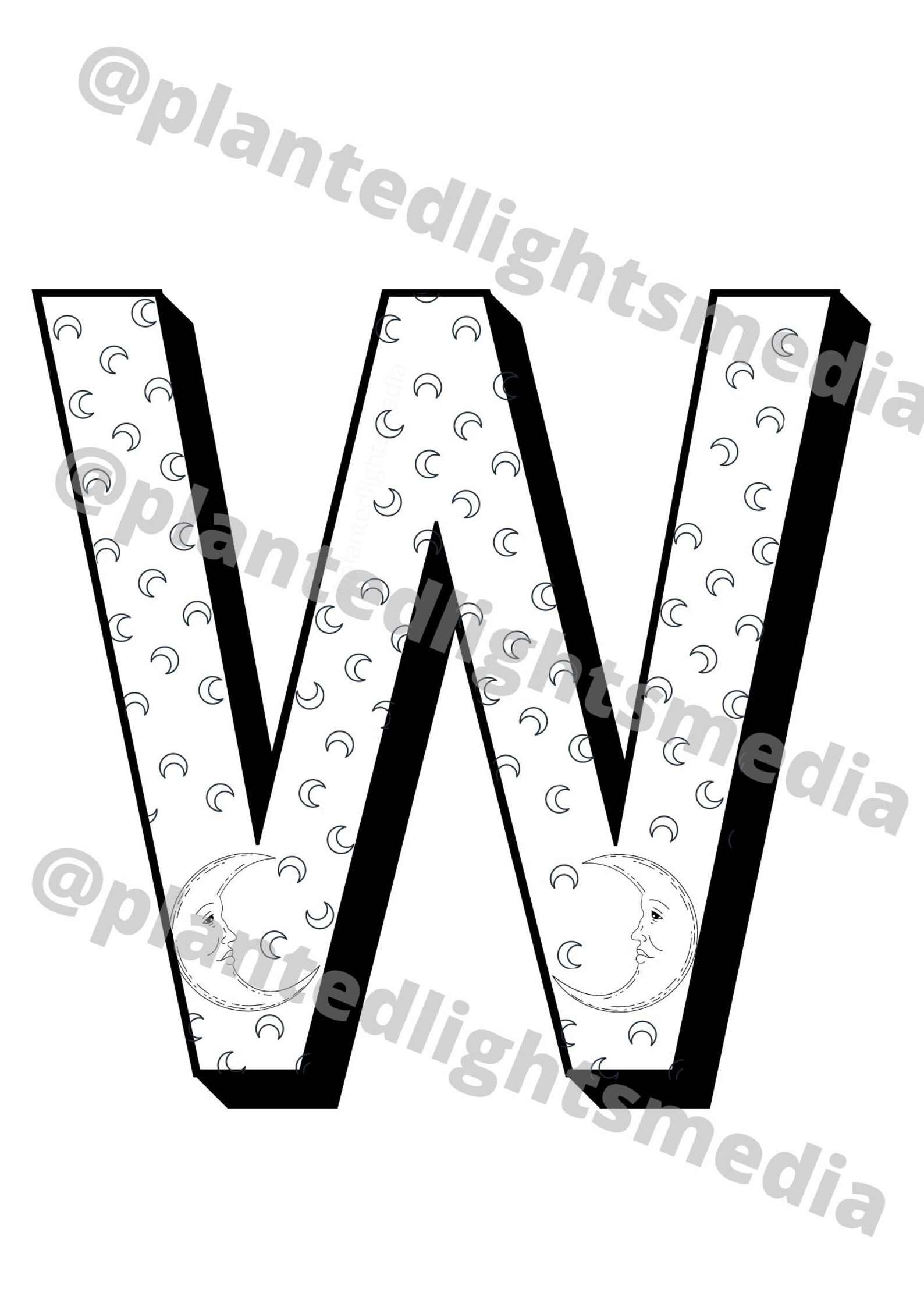 Moon Inspired Alphabet Digital Coloring Book - Etsy