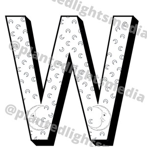 Moon Inspired Alphabet Digital Coloring Book - Etsy